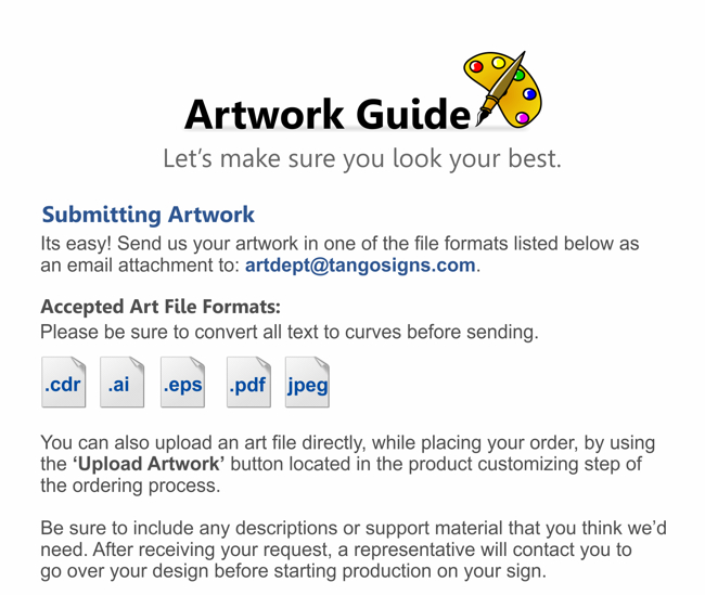 Tango Signs Art Submission Guidelines